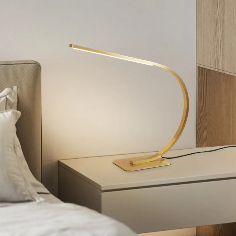 Modern-Fashion-Creative-Lines-Copper-Led-Decor-Desk-Lamp-Black-Coppery ...