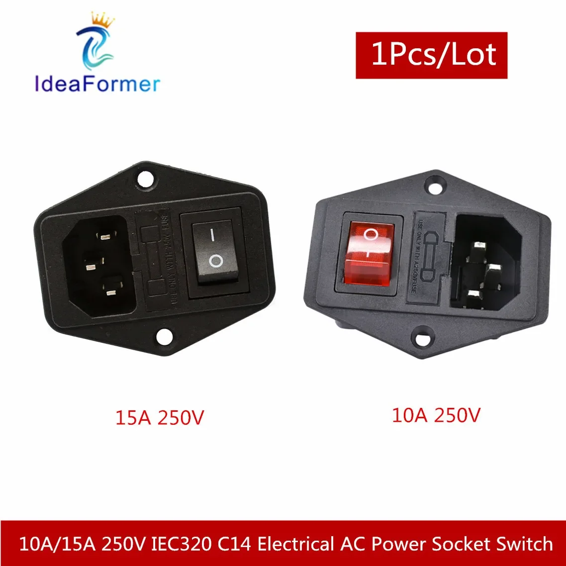 1Pcs-10A-15A-250V-IEC320-C14-Inlet-Electrical-AC-Socket-3-in-1-AC-Power ...