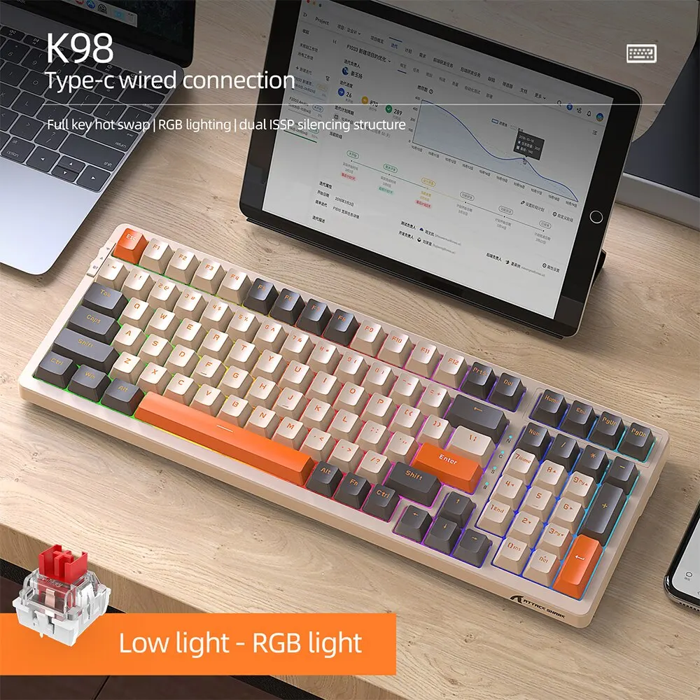 K98-Wireless-Mechanical-Keyboard-with-100-Keys-3-Mode-BT5-0-2-4G-USB-C ...
