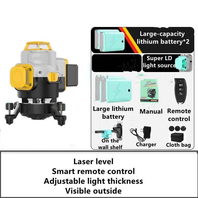 Laser-Level-12-16-Lines-3D-4D-360-Base-Spin-Self-Leveling-Horizontal ...