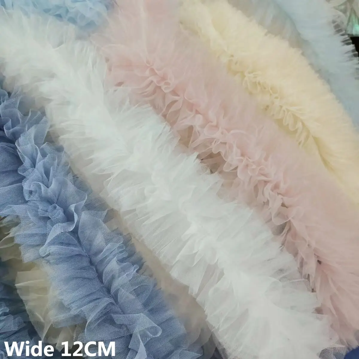 12CM-Wide-White-Pink-3d-Pleated-Multilayer-Mesh-Lace-Fabric-Ribbon ...