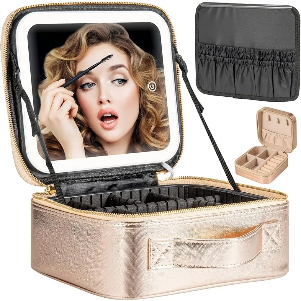Makeup-Bag-Mirror-LED-Light-3-Adjustable-Portable-Storage-Adjustable ...