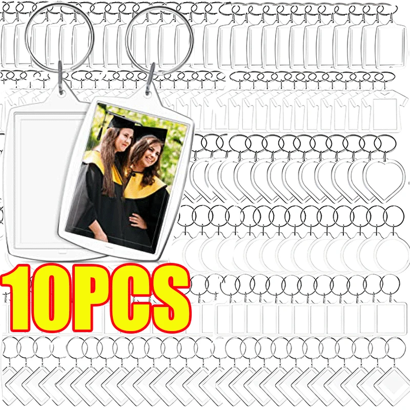 New-Acrylic-Photo-Frame-Keychain-Clear-Picture-Insert-Blank-Keyrings ...