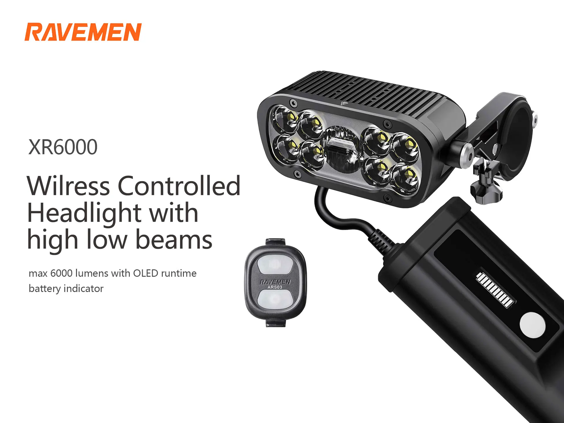 RAVEMEN XR6000 Bike Headlight Bicycle Front Light 6000 lumens ...