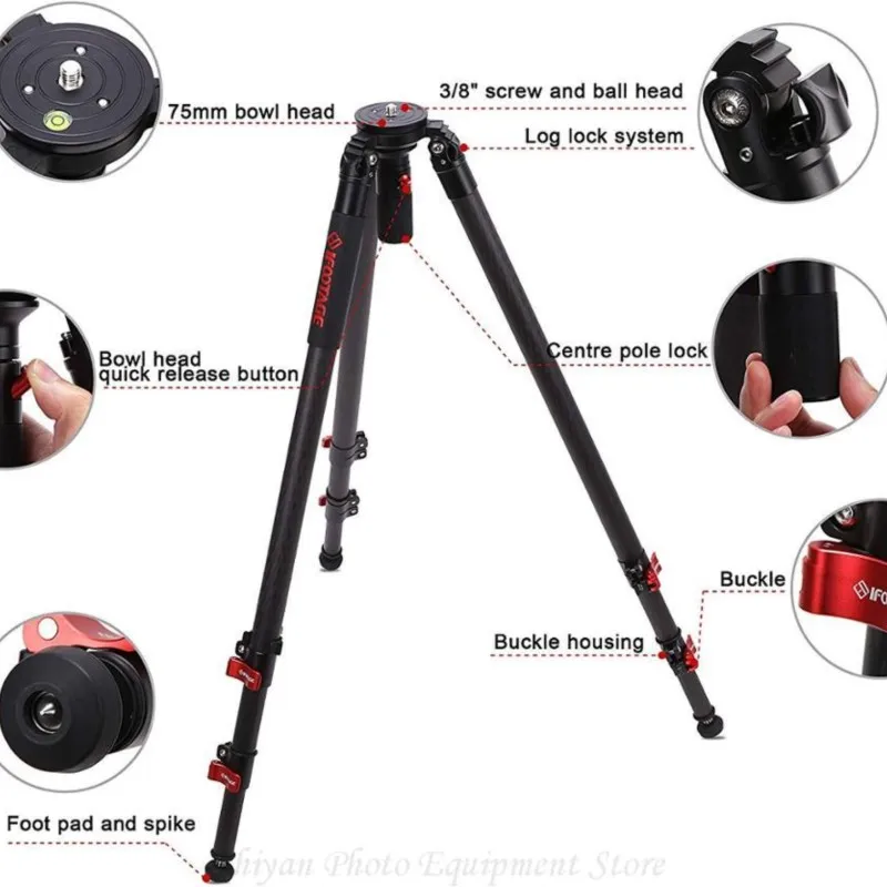 IFOOTAGE-TA7-C7-Tripod-61-Carbon-Fiber-Video-Camera-Tripod-with-Quick ...