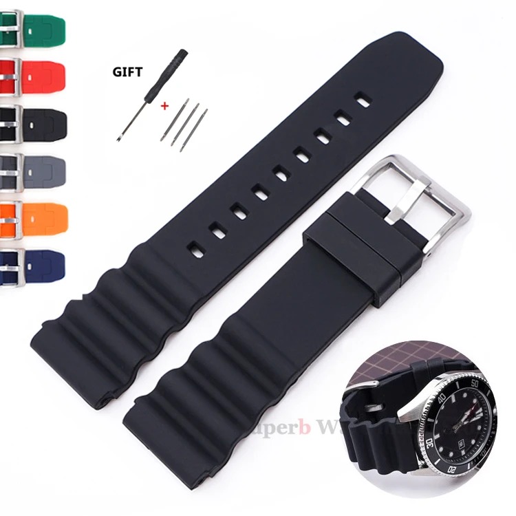 Silicone Watch Band For Rolex SUBMARINER 20mm 22mm Waterproof Diving ...