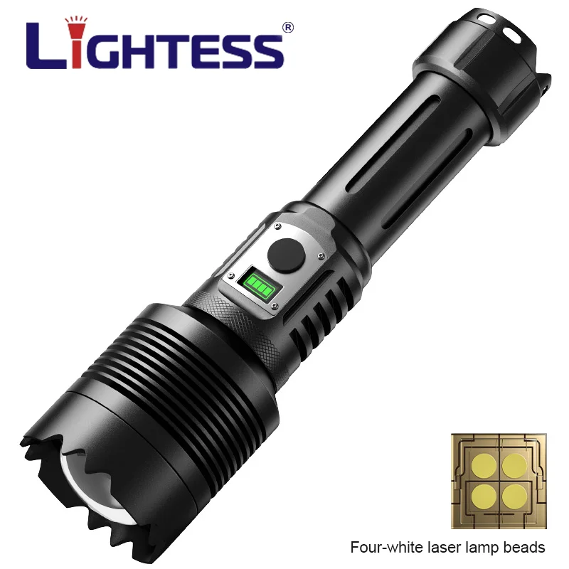 Four-Core-White-Laser-Zoom-Flashlight-High-Power-LED-Rechargeable ...