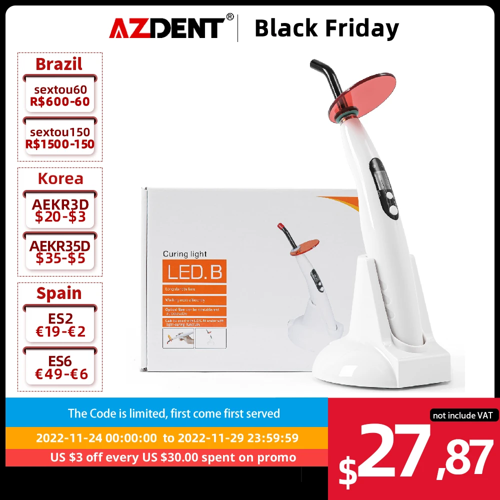 Azdent Dental Wireless Curing Light Dentist Cordless Led.b Lamp Output ...