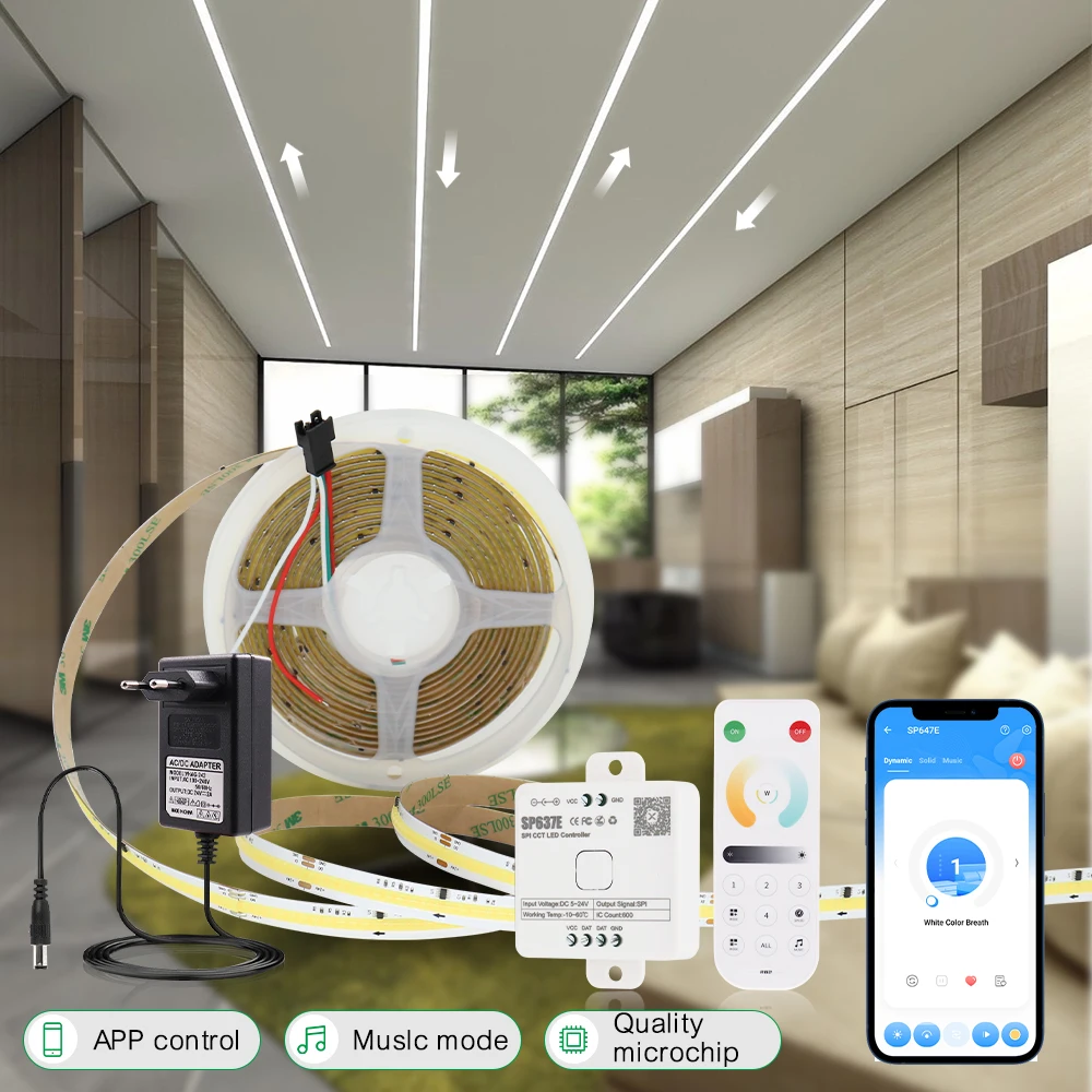 Runing-CCT-LED-Strip-CCT-IC-direccionable-COB-Strip-Light-DC24V-2700K ...