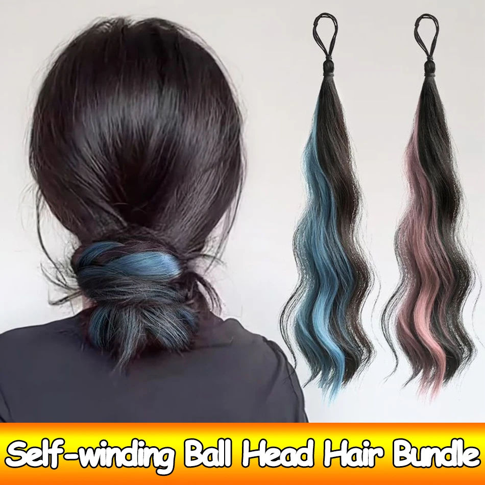 50cm-Synthetic-Self-Winding-Ball-Head-Wig-Hair-Bundle-Female-Hightlight ...