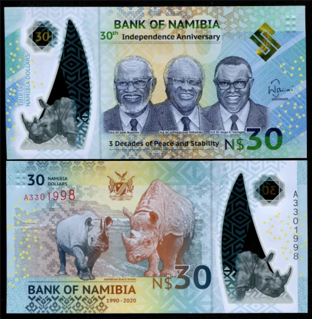 2020-Namibia-30-dinars-COMM-Original-Notes-UNC-Fuera-De-uso-Ahora ...