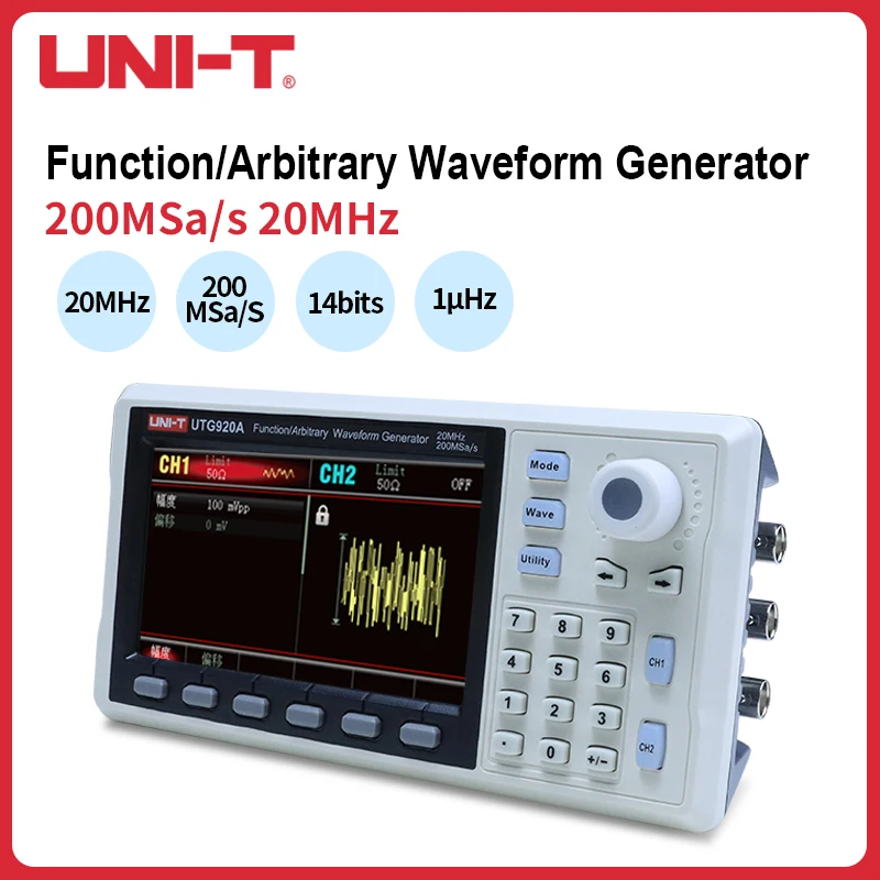 UNI T UTG920A Function Arbitrary Waveform Generator Double Channel Frequency Meter 200MS/s ...