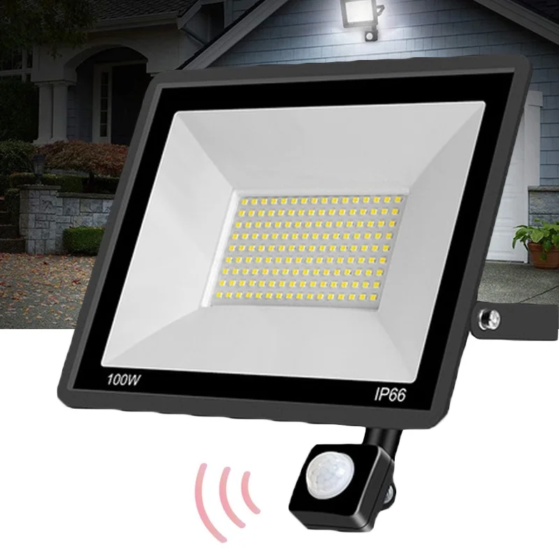 PIR Motion Sensor LED Flood Light 220V Waterproof Spotlights 30W 50W 100W Wall Lamp Reflector ...