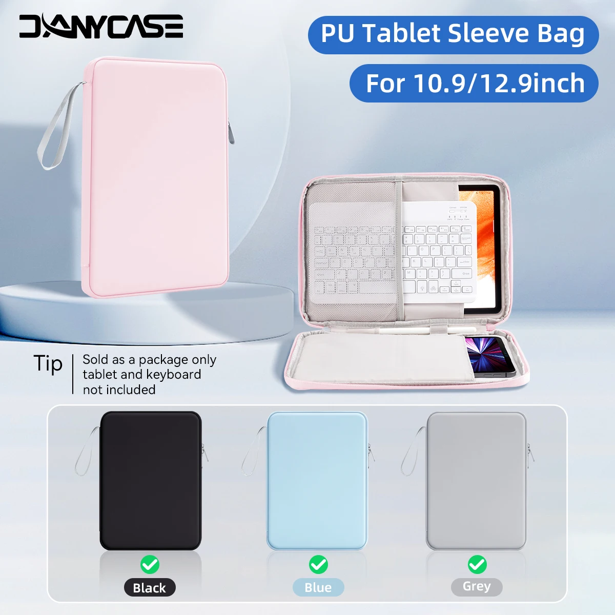 Shockproof Multi-Pocket Tablet Sleeve Bag for 10.9 inch (Grey)