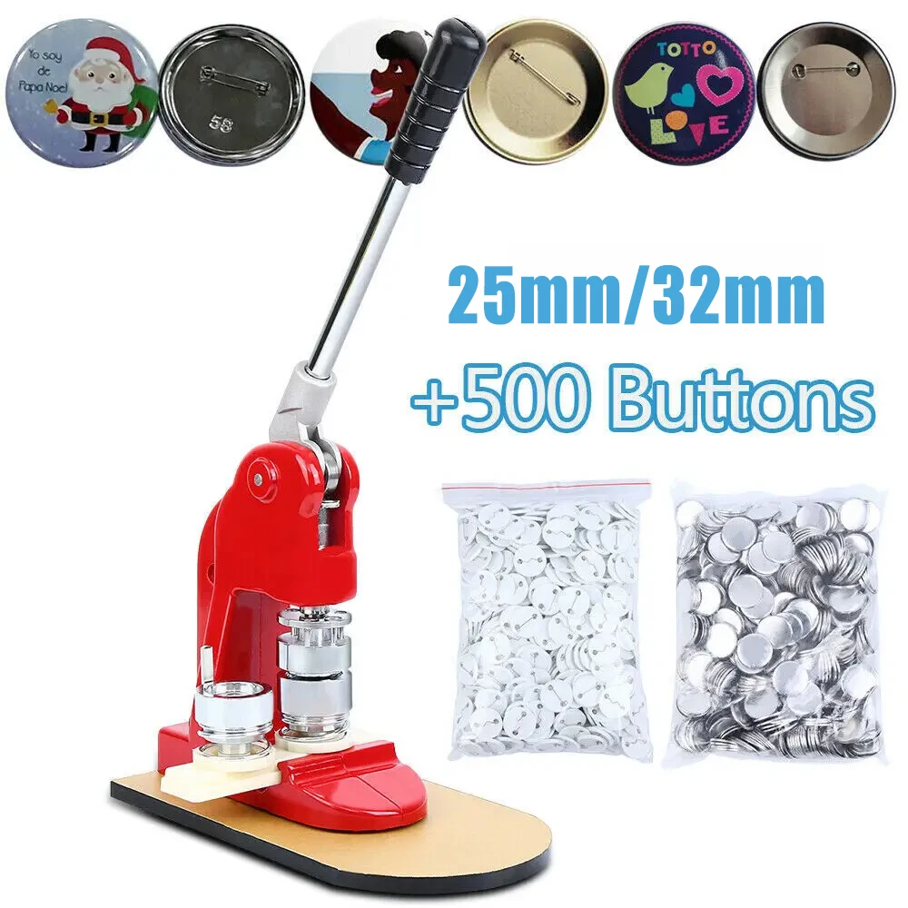 25-32-MM-Badge-Maker-Machine-DIY-Button-Pin-with-500Pcs-Free-Parts ...