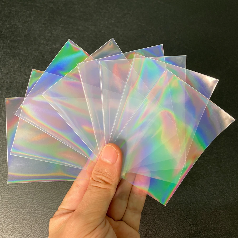 100pcs-Board-Game-TCG-Card-Sleeves-Rainbow-Foil-Transparent-Laser-Clear ...