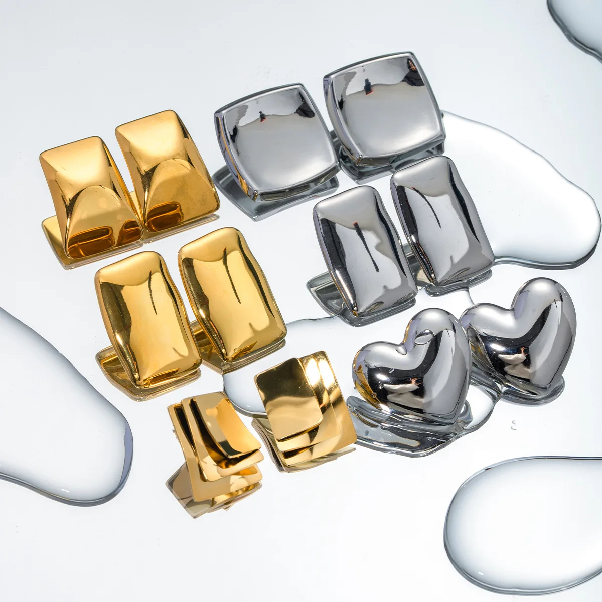 1-Pair-Stainless-Steel-Earing-18K-Gold-Silver-Color-Rectangle-Heart ...