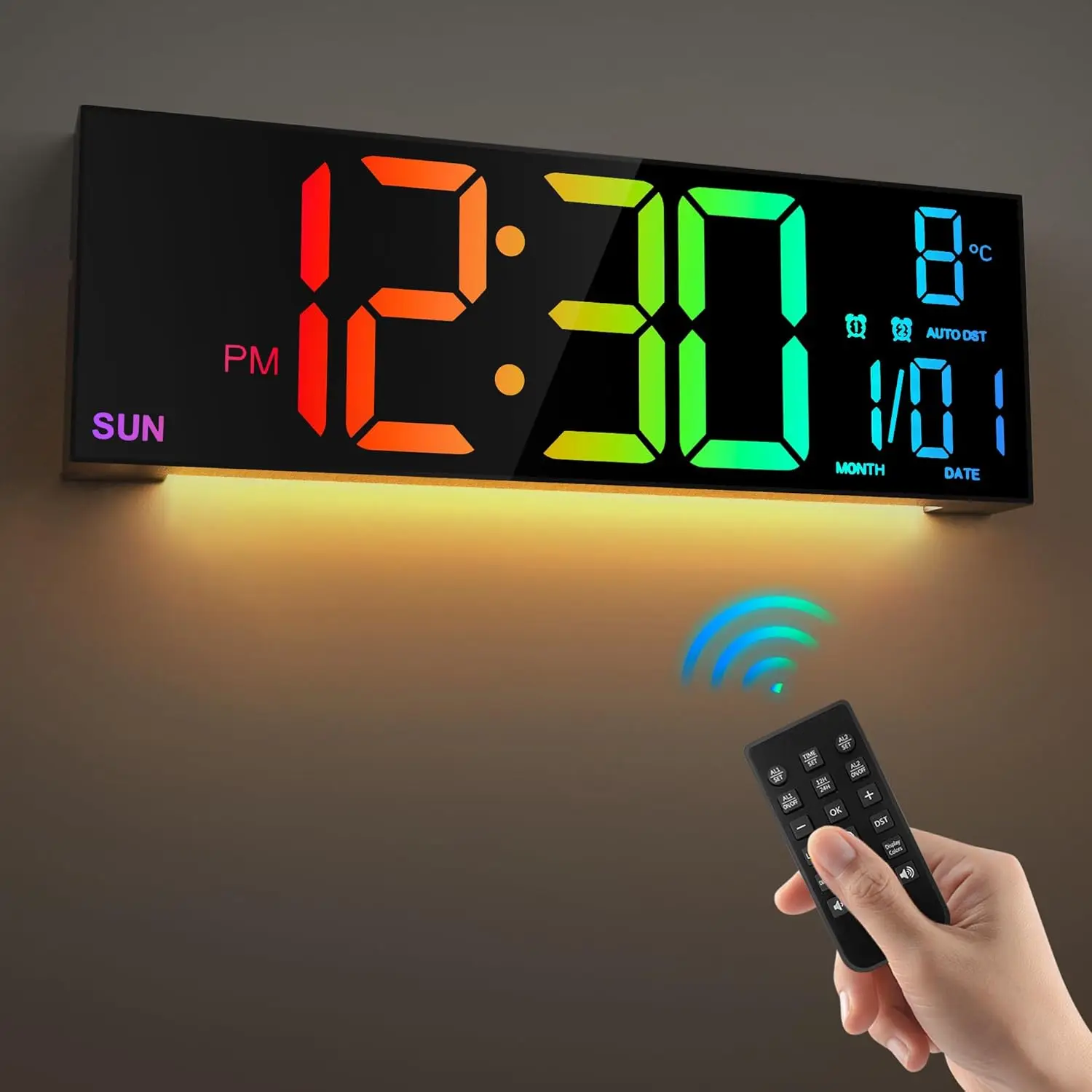 Reloj-de-pared-Digital-grande-de-16-2-pulgadas-con-Control-remoto-LED ...