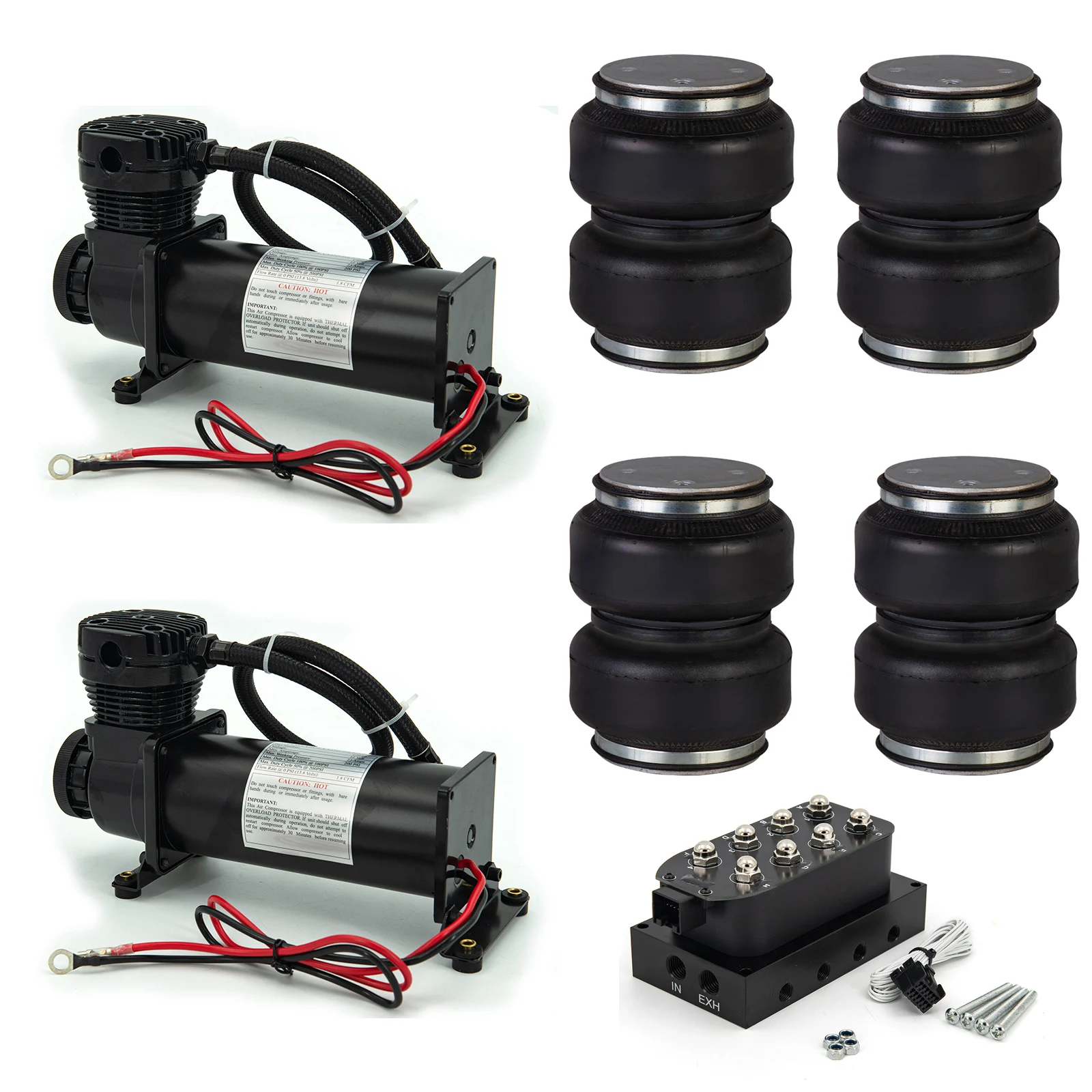 Air-Ride-Suspension-Kit-2Pcs-DC-12V-480c-Air-Compressor-4Pcs-Air-Spring ...