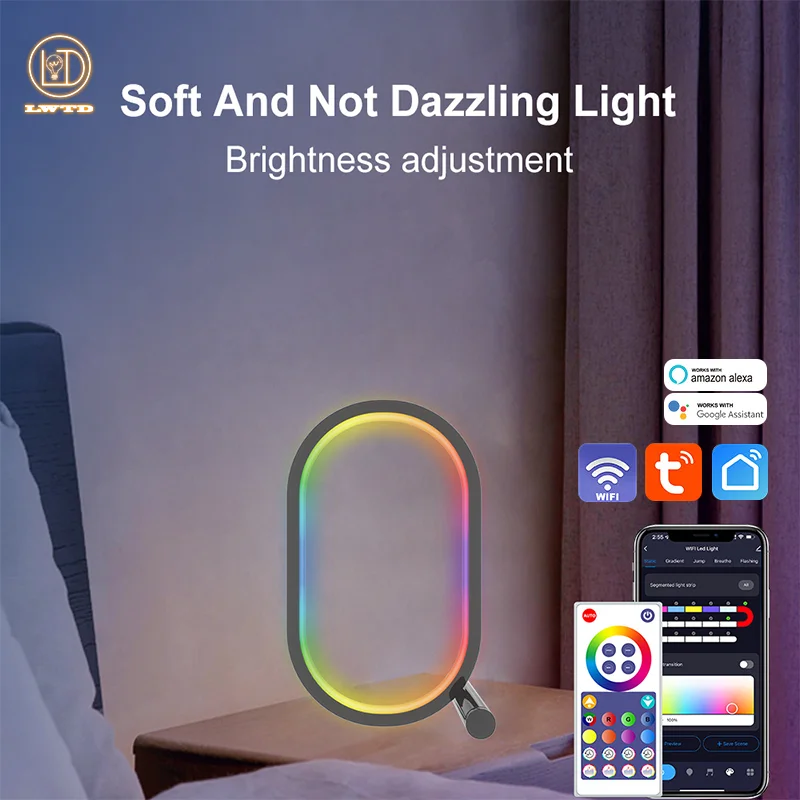 RGB LED Table Lamps Intelligent WIFI Magic Color Desktop Atmosphere ...