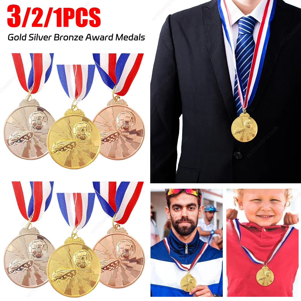 1-3pcs Zinc Alloy Round Winner Medals 2" Gold Silver Bronze Award Medal ...