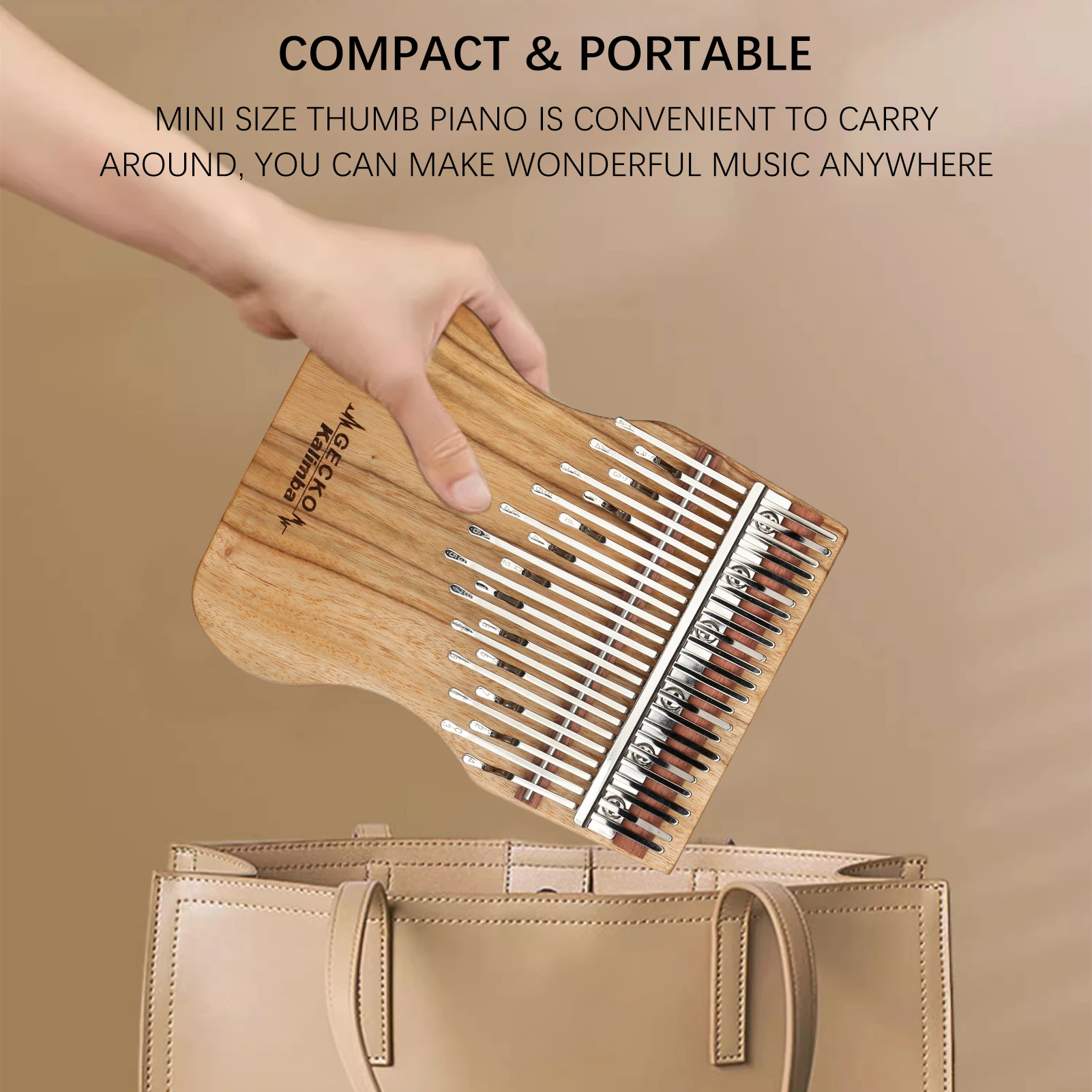 Thumb Piano 24-Key Wooden Thumb Piano Mini Portable Beginner Entry ...