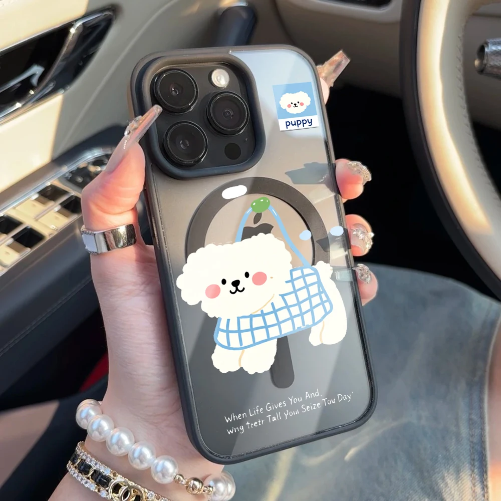 Cute Marshmallow Puppy For Magsafe Magnetic Case For iPhone 16 17 Air ...