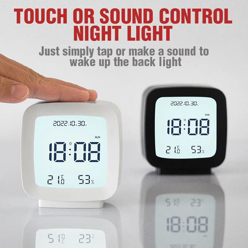 Digital Desk Clock Alarm Clock Small Sound Touch Control Night Light ...