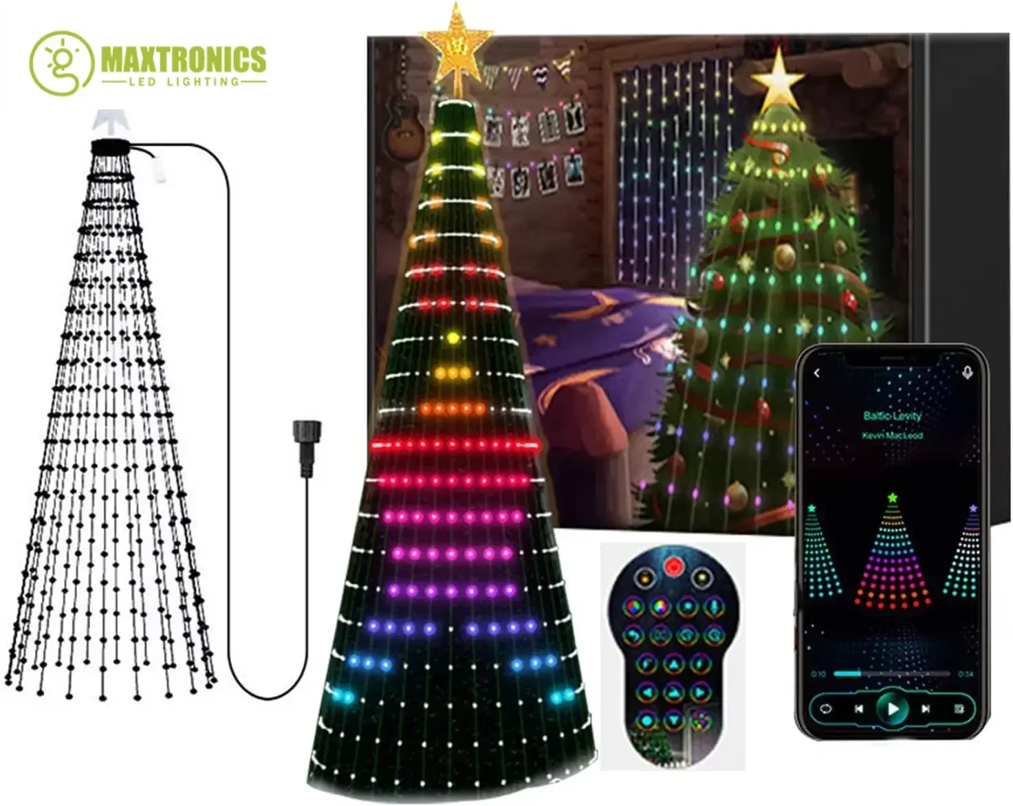 400LED-Smart-Christmas-Tree-Lights-APP-Control-DIY-Text-Picture-RGB ...