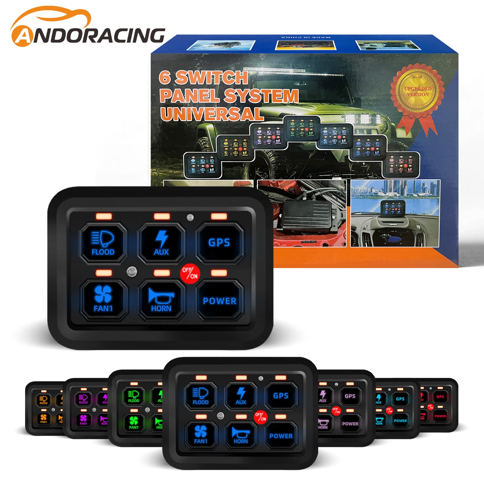 6 Gangs Switch Panel Universal Led On Off Slim Control Dc 12-24v Power ...