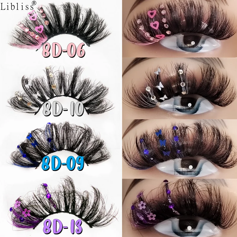 LIBLISS New Fluffy Resuable Color Eyelashes Peach Heart Glitter ...