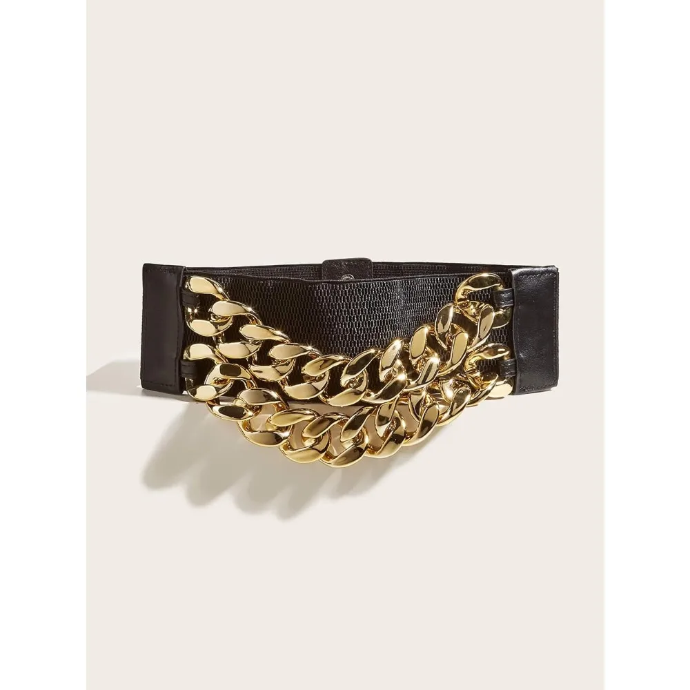Cintur-n-el-stico-negro-de-8cm-de-ancho-para-mujer-decoraci-n-de-cadena ...