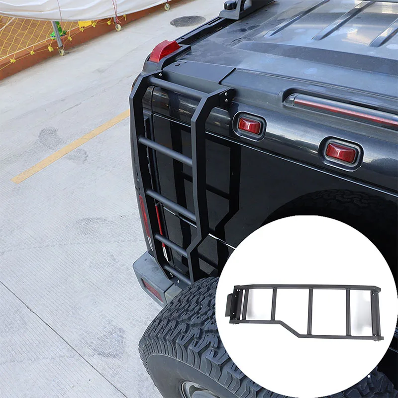 For-Hummer-H2-2003-2009-Aluminum-Alloy-Black-Car-Tailgate-Top-Ladder ...