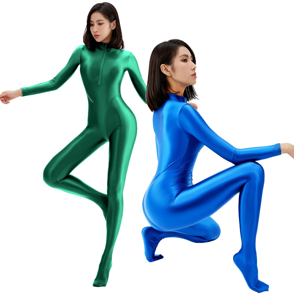 2022 Damen-Badeanzug in Bonbonfarben, durchgehender, glänzender Spandex ...