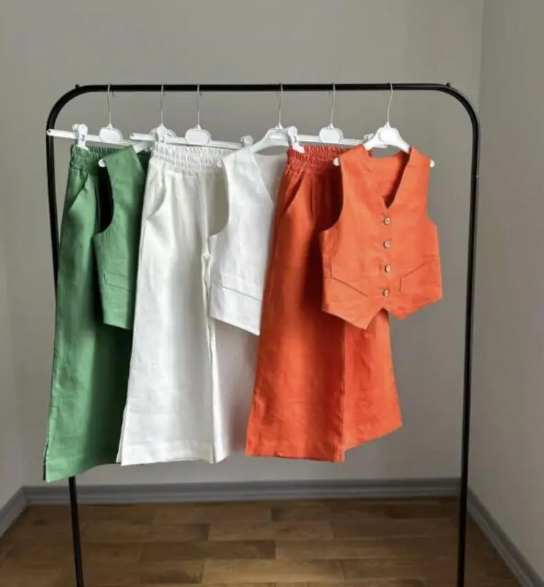 2024-style-baby-girls-2-pcs-set-vest-long-pants-summer-cotton-linen ...