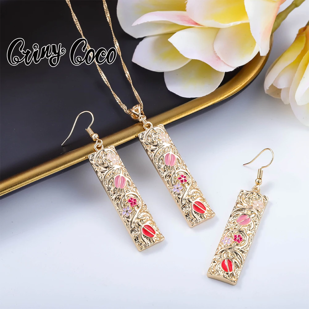 Cring Coco Conjunto de joyería con flor de Plumeria Hawaiana para mujer ...