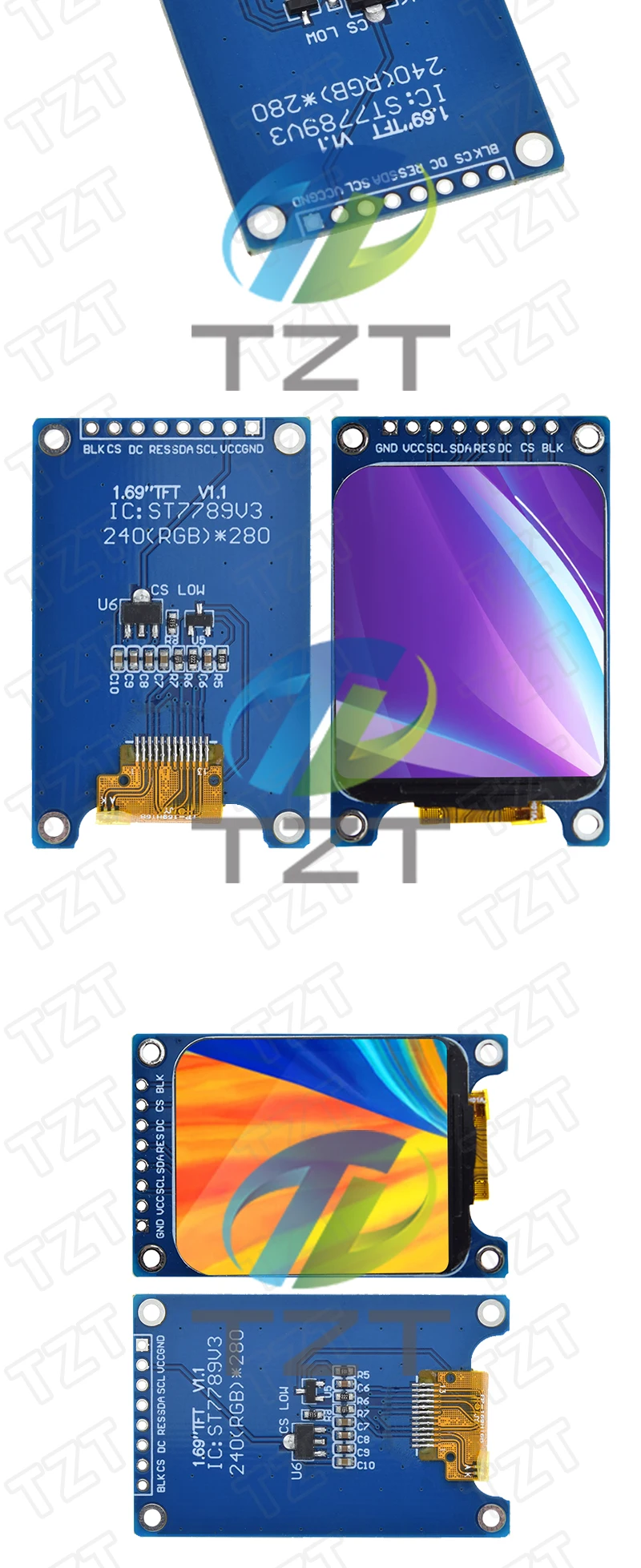 TZT 1.69 Inch 1.69" Color TFT Display Module HD IPS LCD LED Screen 240X280 SPI Interface ST7789 ...
