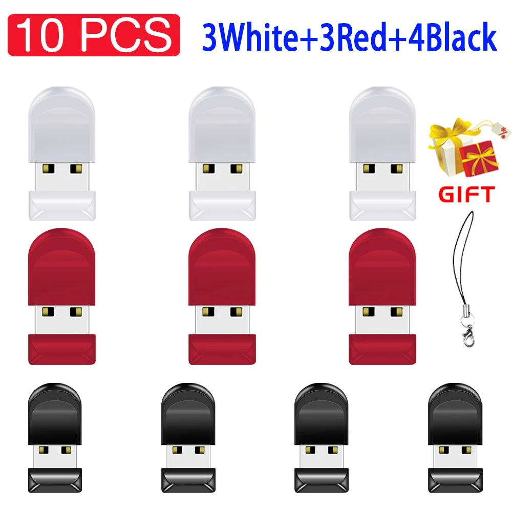 10 PCS/LOT Mini memorias USB de alta capacidad y velocidad, 64 GB, 32 ...