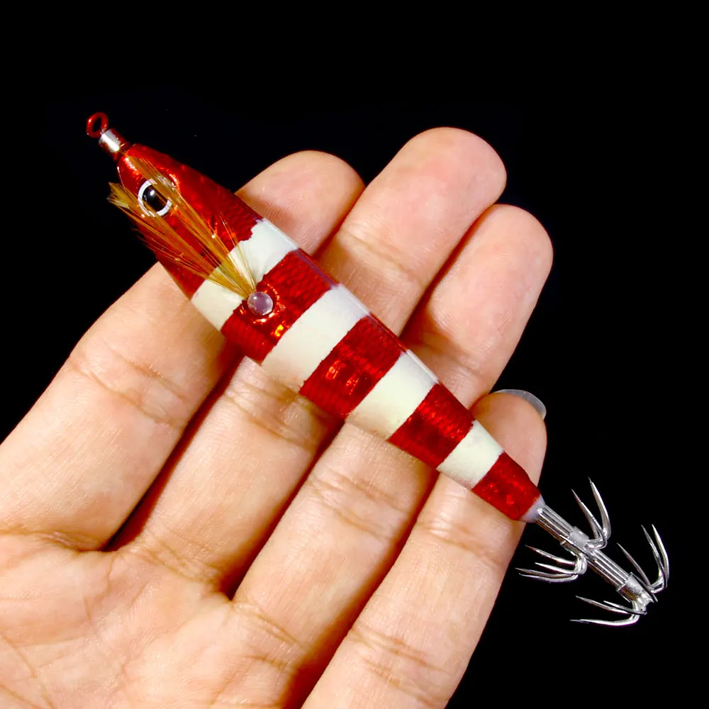 Newup-Pesca-Luminous-Squid-Jig-Fishing-Wood-Shrimp-Lure-with-box-10-5cm ...