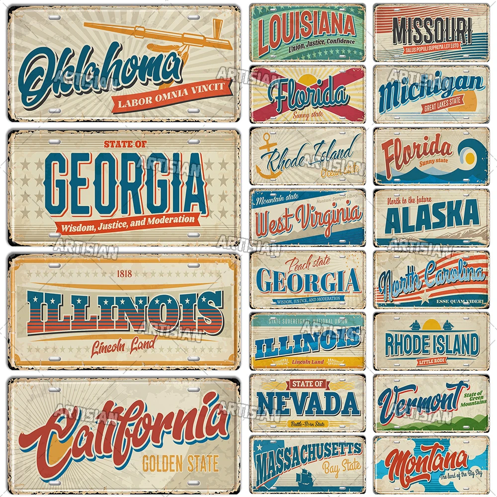 Artisian-USA-Car-Plate-Landmark-Tin-Sign-US-City-State-Metal-Plaque ...