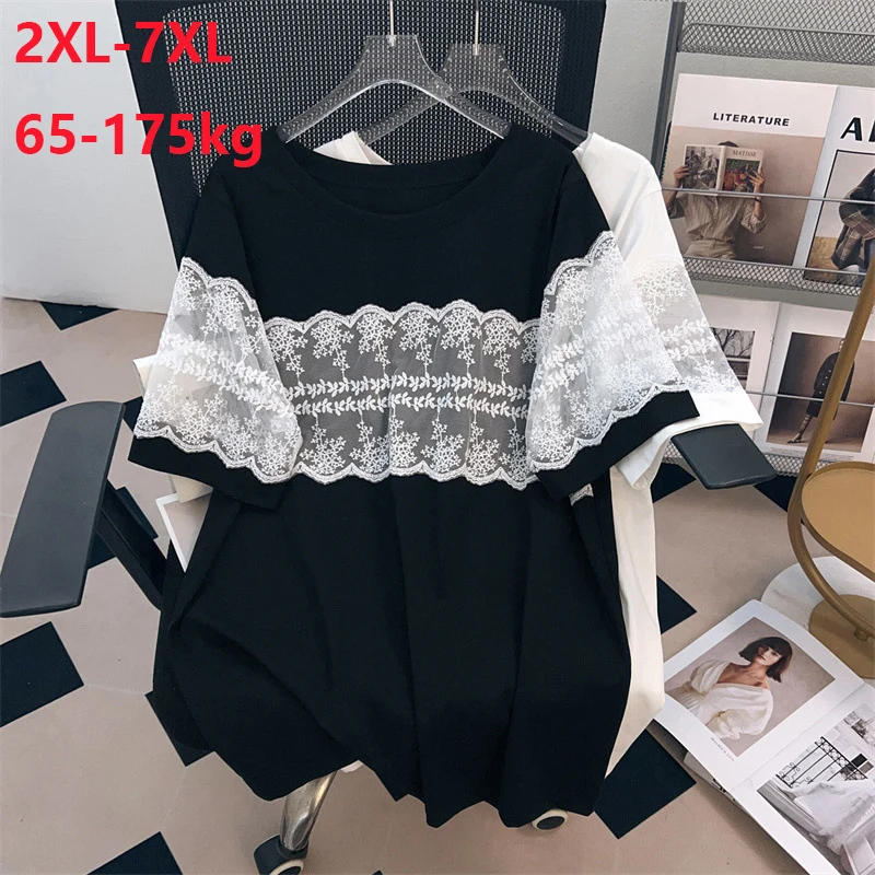 100/150/175kg 4XL 5XL 6XL 7XL Plus Size Women Clothing Black White Lace ...