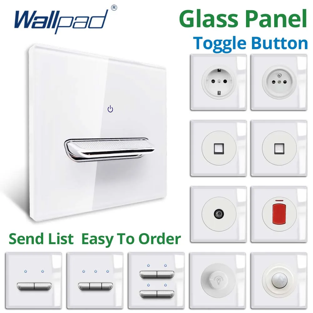 Wallpad-White-Glass-Panel-Silver-Toggle-Button-With-Blue-LED-Indicator ...