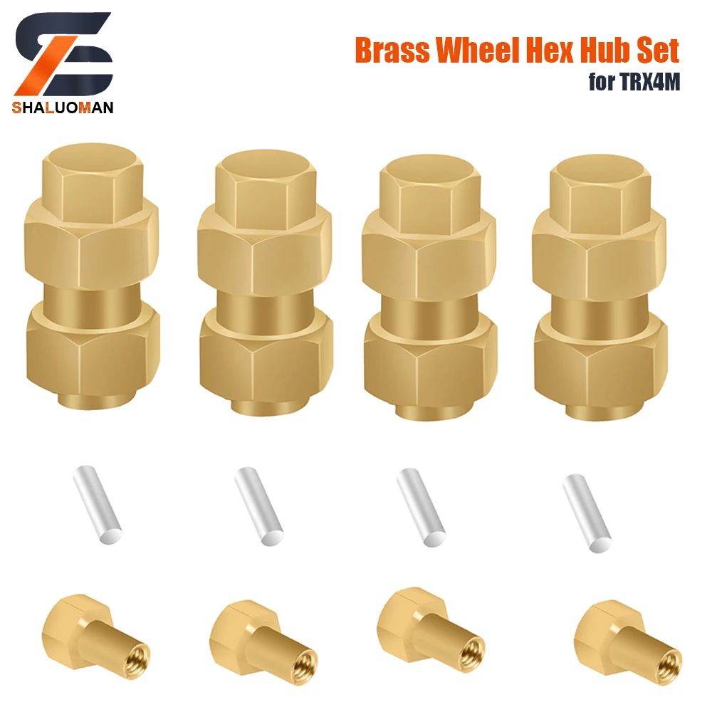 Shaluoman 4Pcs/Set 10mm Brass Hex Wheel Hub Extended Adapter RC Wheel Spacers for 1/18 TRX4M Rc ...