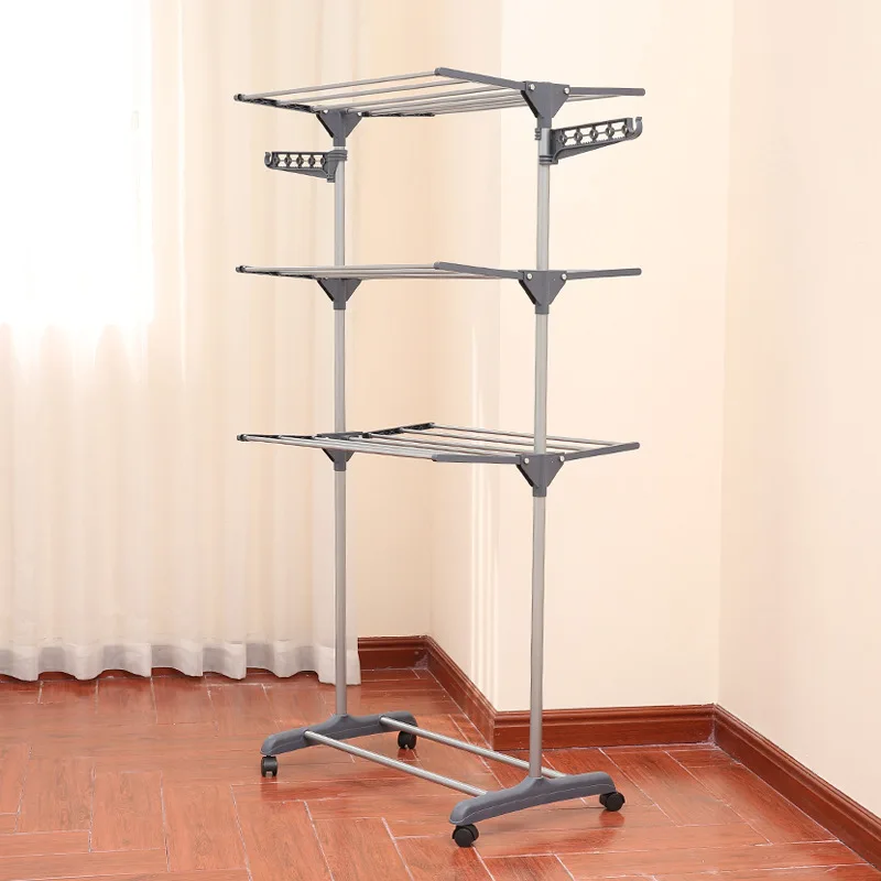 Floor-Mobile-Folding-Clothes-Rack-Living-Room-Multi-layer-Towel-Rack ...