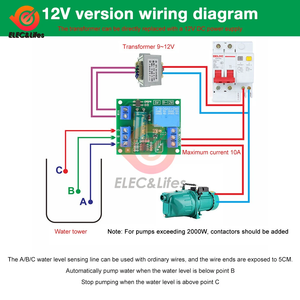 DC-12V-Liquid-Level-Sensor-Switch-Relay-Module-2-in-1-Pump-Pour-Water ...