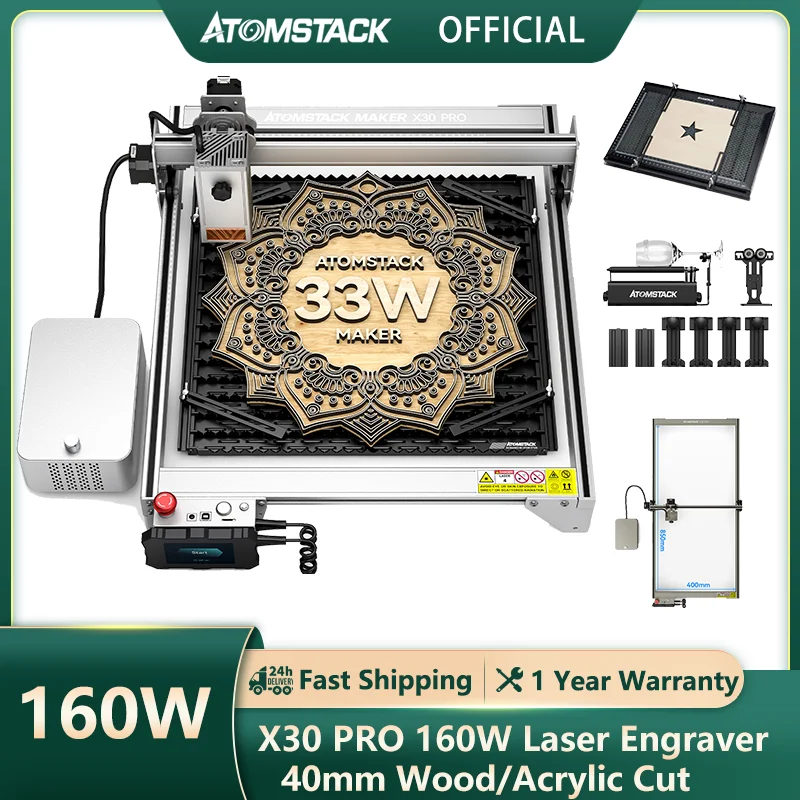 レーザー切断機用の強力な噴霧スタックx30Pro,33w,CNC金属彫刻機,デュアル空気補助アプリケーション制御