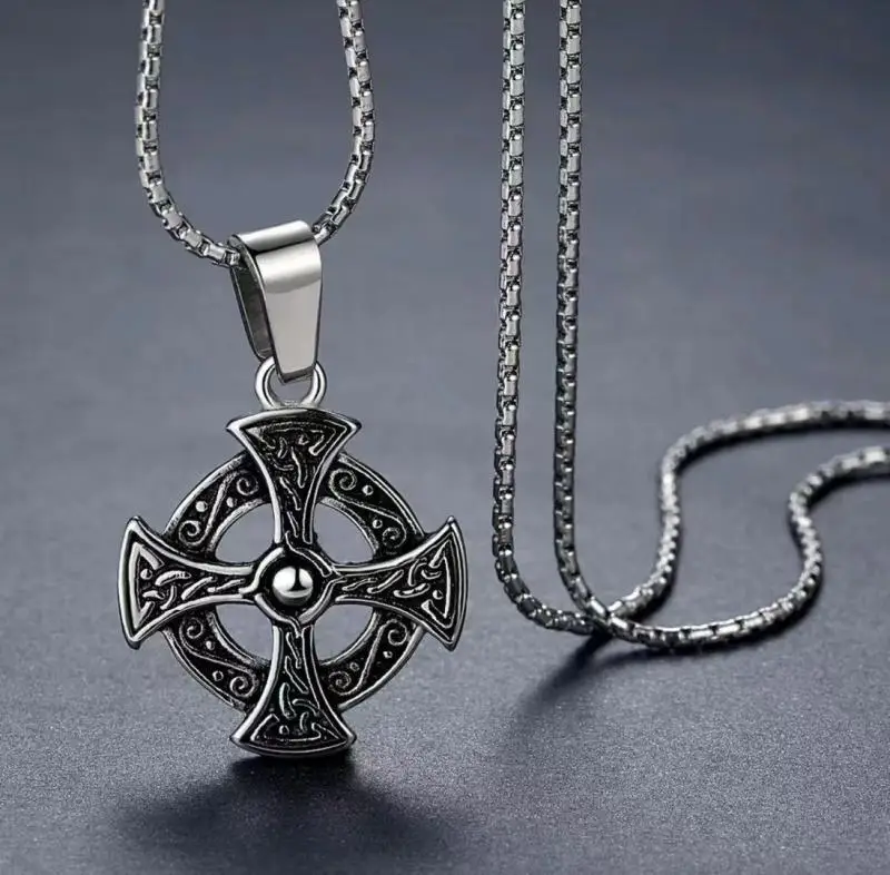 Vintage-Celtic-Knot-Disc-Cross-Pendant-Necklace-Men-Women-Charm-Irish ...