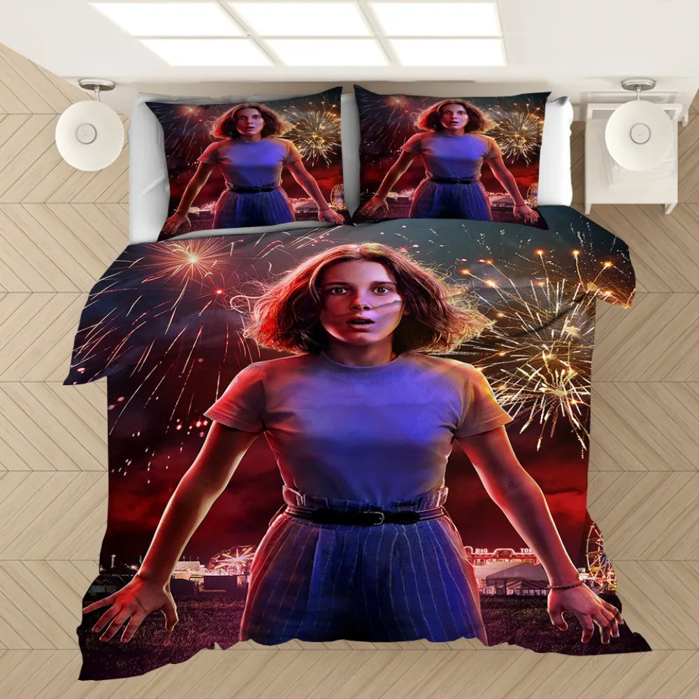 Print Stranger Things Horror Movie Comforter Bedding Set Queen Twin ...