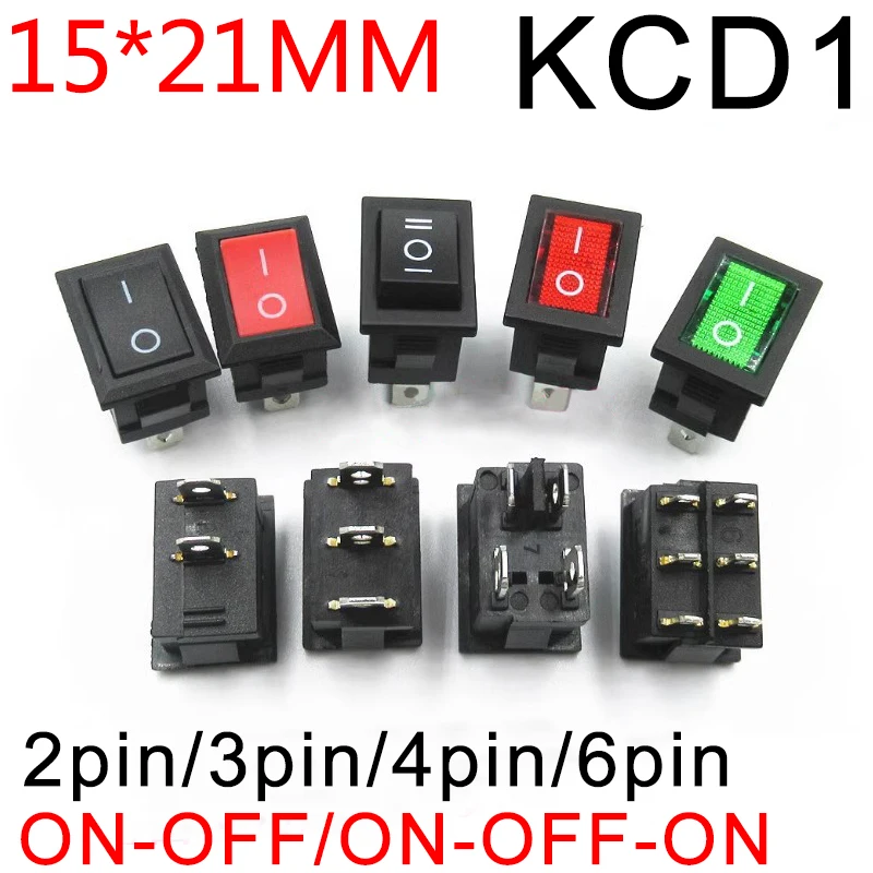 Mini-interruptor-basculante-KCD1-100-piezas-6a-250V-10a-125V-2-pines-3 ...