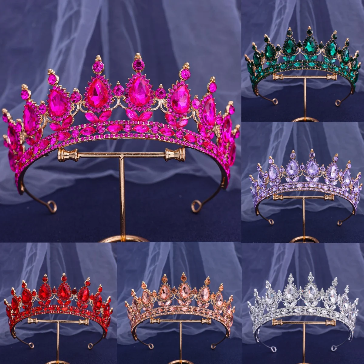 DIEZI-Princess-Full-Rose-Red-Crystal-Tiara-Crown-For-Women-Girls ...